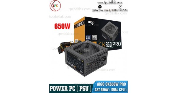 Nguồn máy vi tính bàn ( PSU ) Aigo CK650 PRO Công Suất Thực 650W 85Plus| Aigo CK650 650W - 8PIN ...